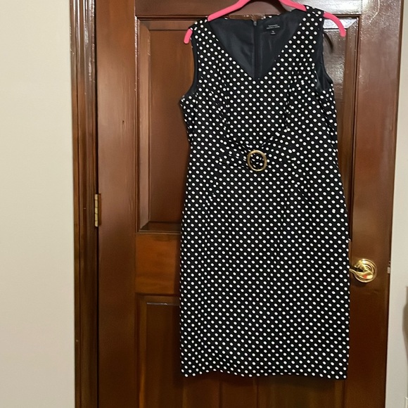 Tahari | Dresses | Tahari Size 2 Navy With White Polka Dots | Poshmark